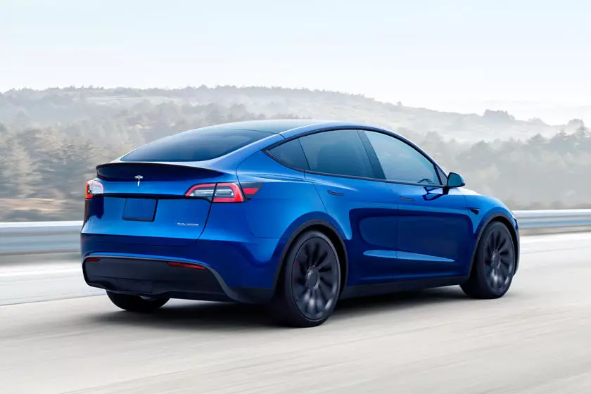 2020-2021 Tesla Model Y Driving Back View