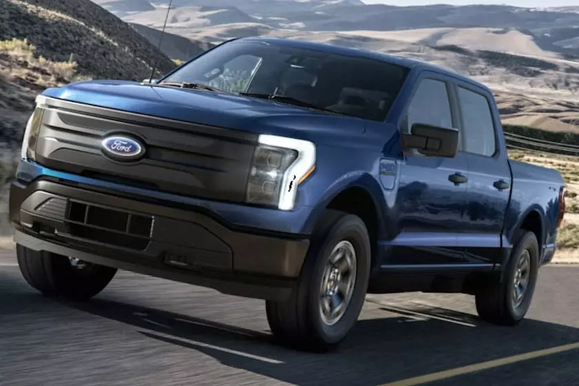 2022 Ford F-150 Lightning Driving Front Angle