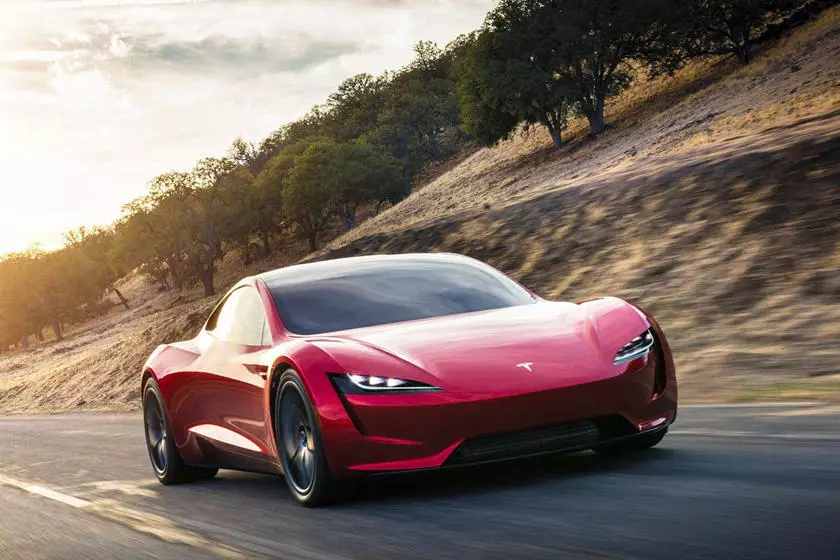 Tesla Roadster 2020, вид спереди, вождение