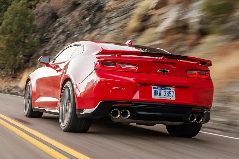 2017-2022 Chevrolet Camaro ZL1 Coupe Rear View Driving