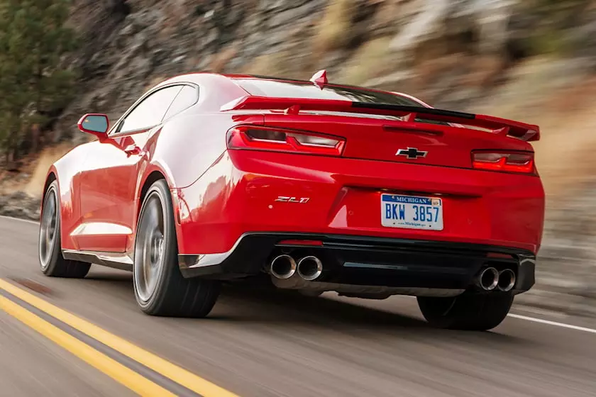 2017-2022 Chevrolet Camaro ZL1 Coupe Rear View Driving