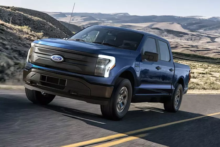 2022 Ford F-150 Lightning Driving Front Angle