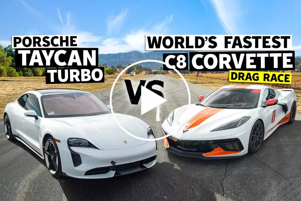 A Porsche Taycan Turbo átveszi a világ leggyorsabb C8 Corvette-jét