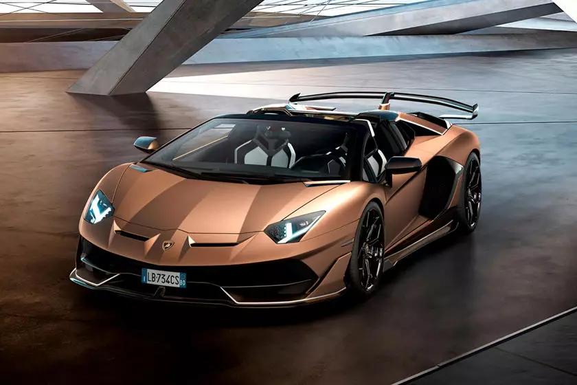 2019 Lamborghini Aventador SVJ Roadster Pem Hauv Ntej Lub Taub Hau Saib