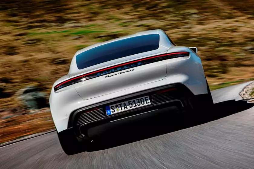 2020-2021 Porsche Taycan Rear View Driving