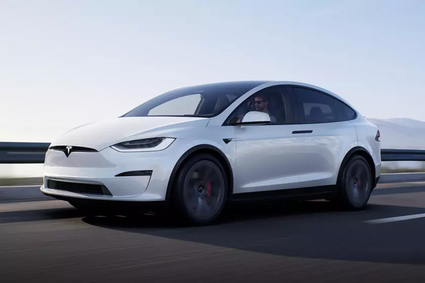 2021 Tesla Model X Plaid Driving Front Angle