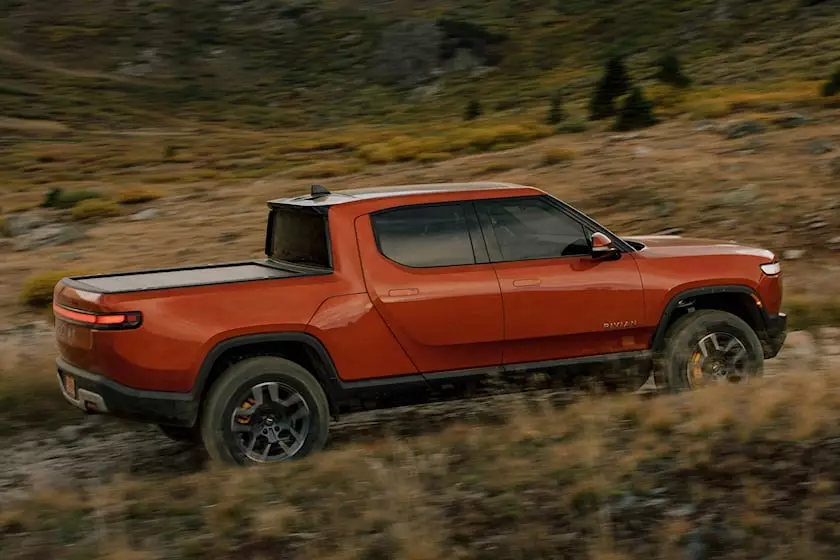 2022 Rivian R1T Truck Side Perspective Driving