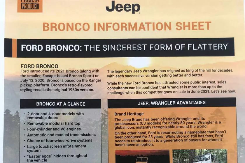 Os concesionarios de Jeep están a ser adestrados para falar co lixo do Ford Bronco 30369_1