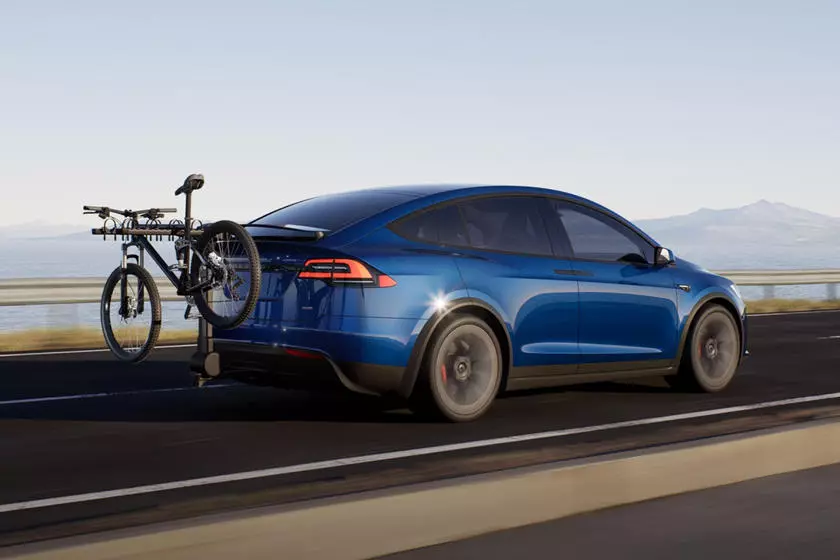 2021 Tesla Model X Plaid Rear Perspective Driving