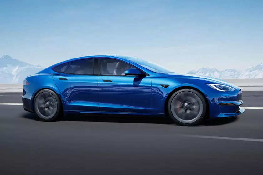 2021 Tesla Model S Plaid Side Driving Perspective