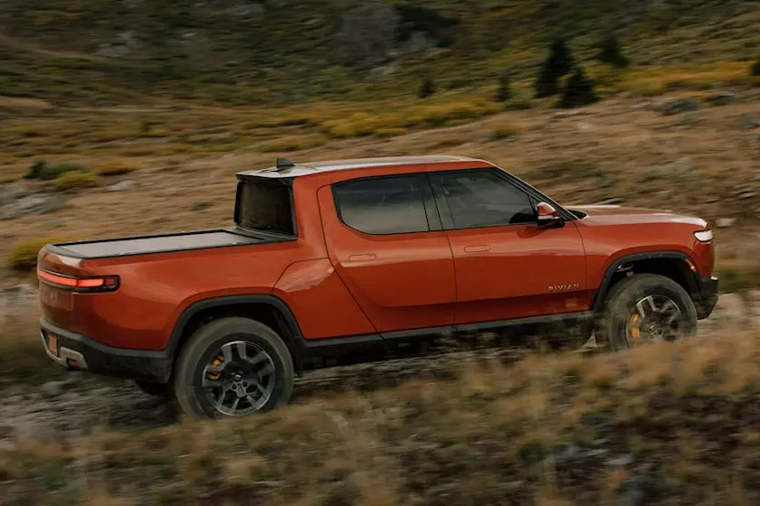 2022 Rivian R1T Truck Side Perspective Driving