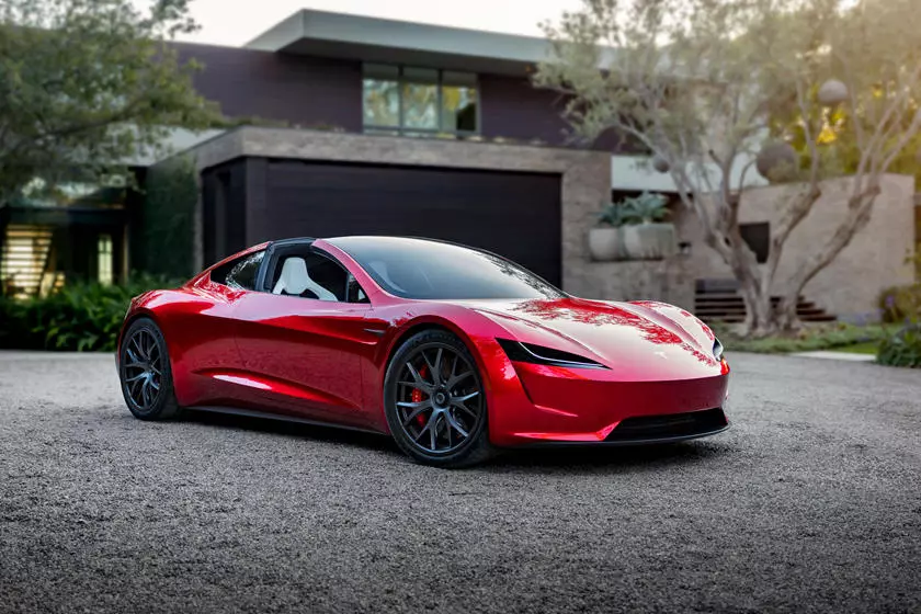 Pohľad spredu Tesla Roadster z roku 2023