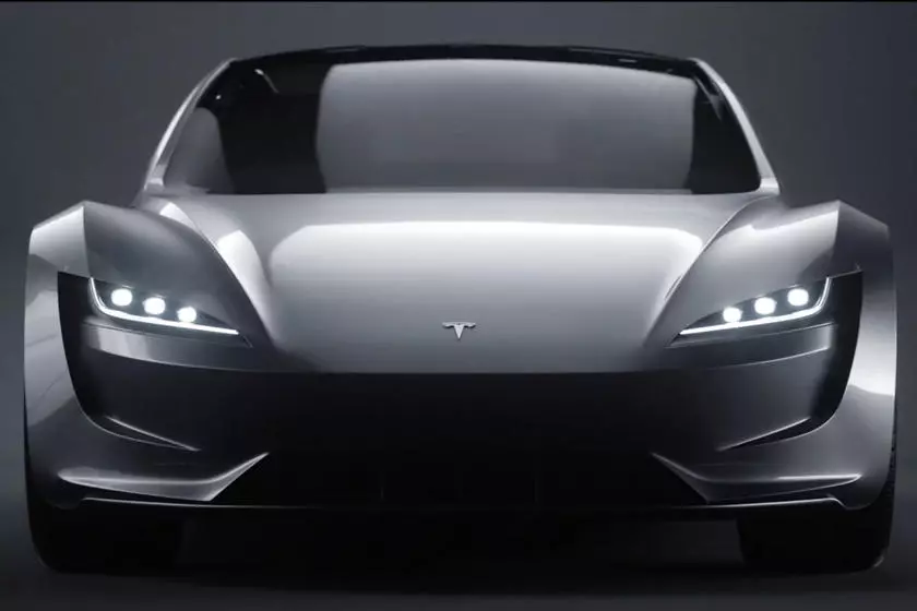 Pohľad spredu na Tesla Roadster z roku 2023