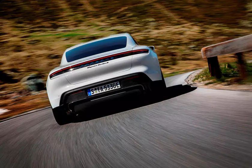 2020-2021 Porsche Taycan Rear View Driving
