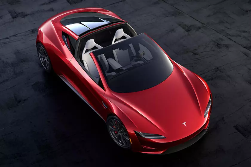 Pohľad zhora na Tesla Roadster 2020