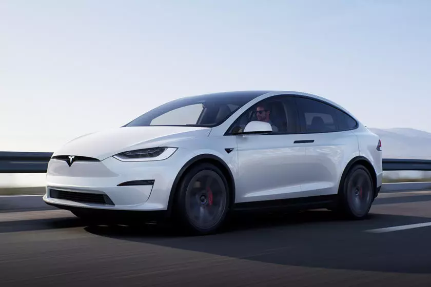 2021 Tesla Model X Plaid Driving Front Angle