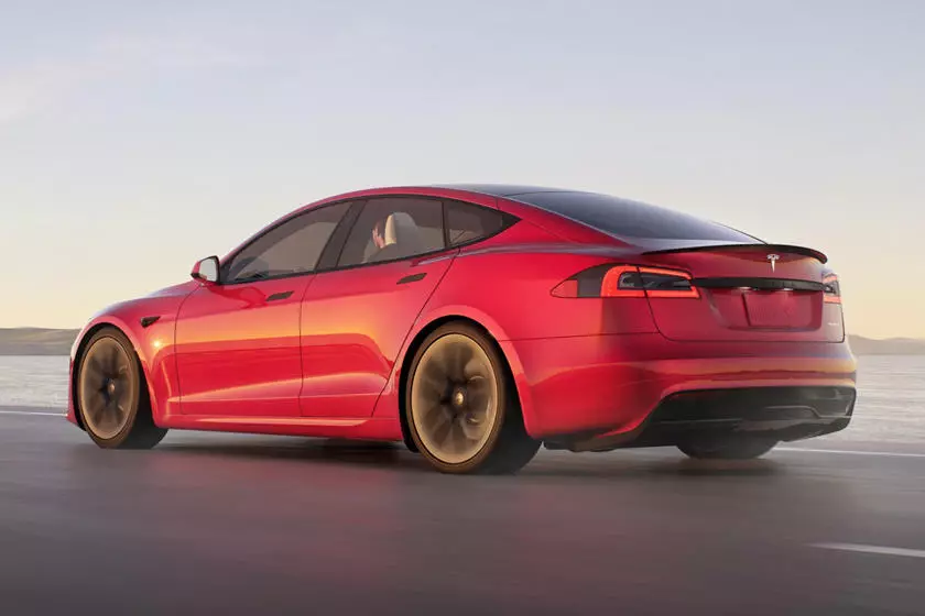 2021 Tesla Fa'ata'ita'iga S Plaid Rear View Aveta'avale