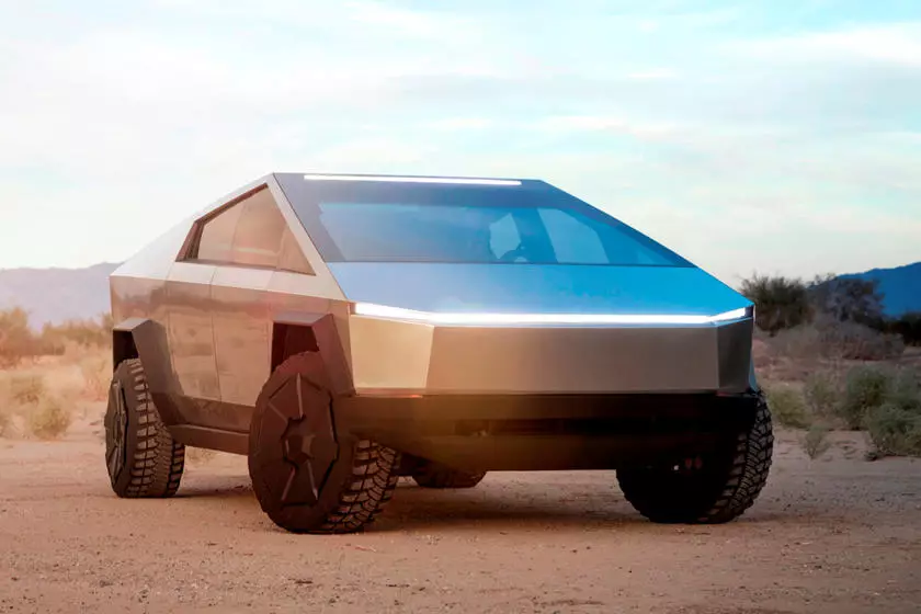 มุมมองด้านหน้าของ Tesla Cybertruck 2022