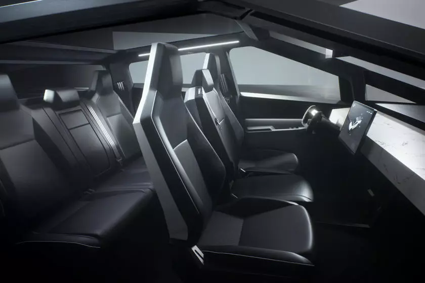 Overzicht Tesla Cybertruck-interieur 2022