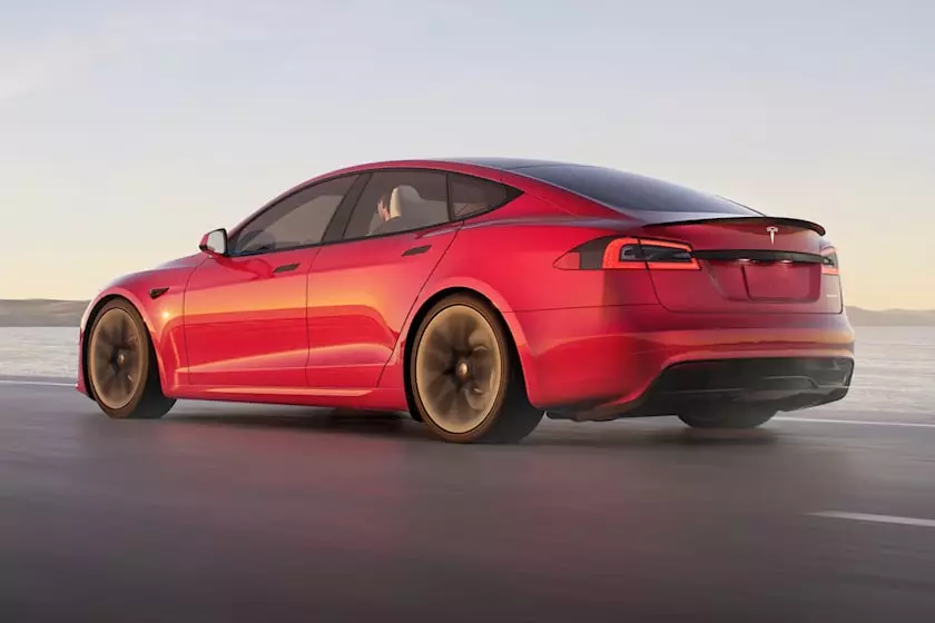 2021-2022 Tesla Model S Plaid Rear View Driving