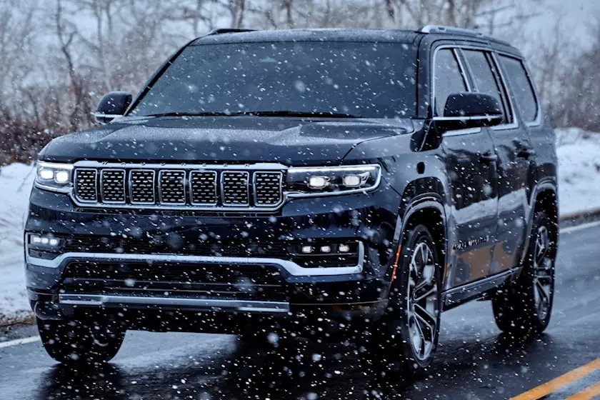 2022 Jeep Grand Wagoneer Driving Front Angle