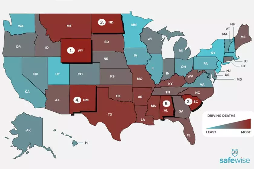 酒後駕車最危險和最危險的州 6509_4