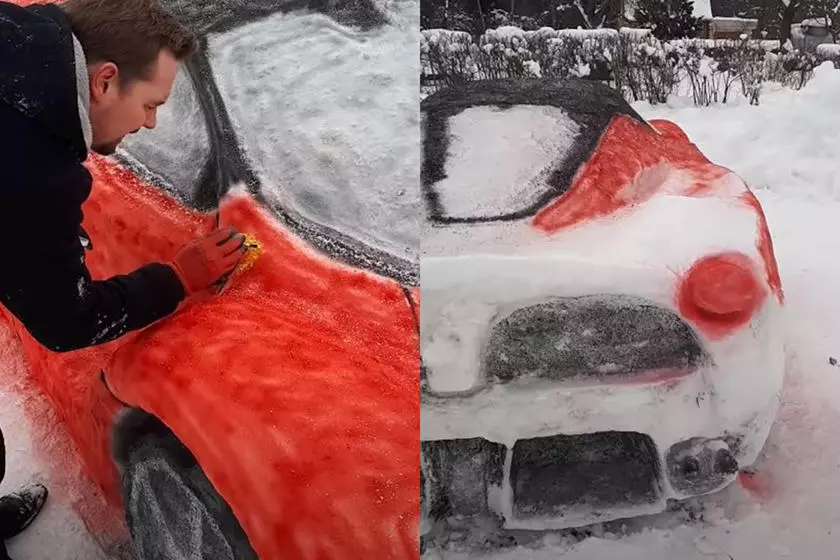 La replica Ferrari LaFerrari a grandezza naturale è interamente realizzata di neve 71178_4